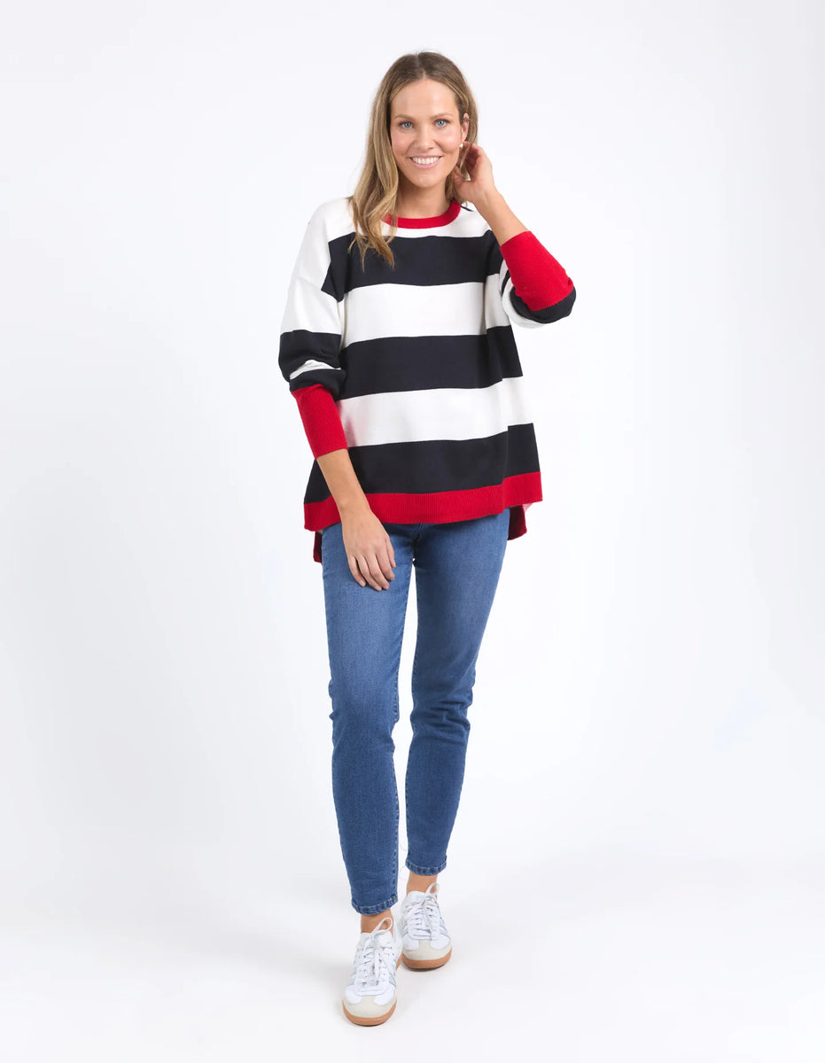 Elm Lifestyle Elvie Stripe Knit - Navy/ White/ Poppy – Lewis & Philp