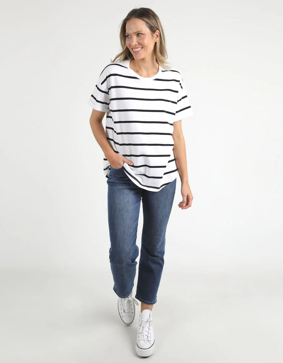 Elm Lifestyle Hali Short Sleeve Tee - White / Navy Stripe – Lewis & Philp